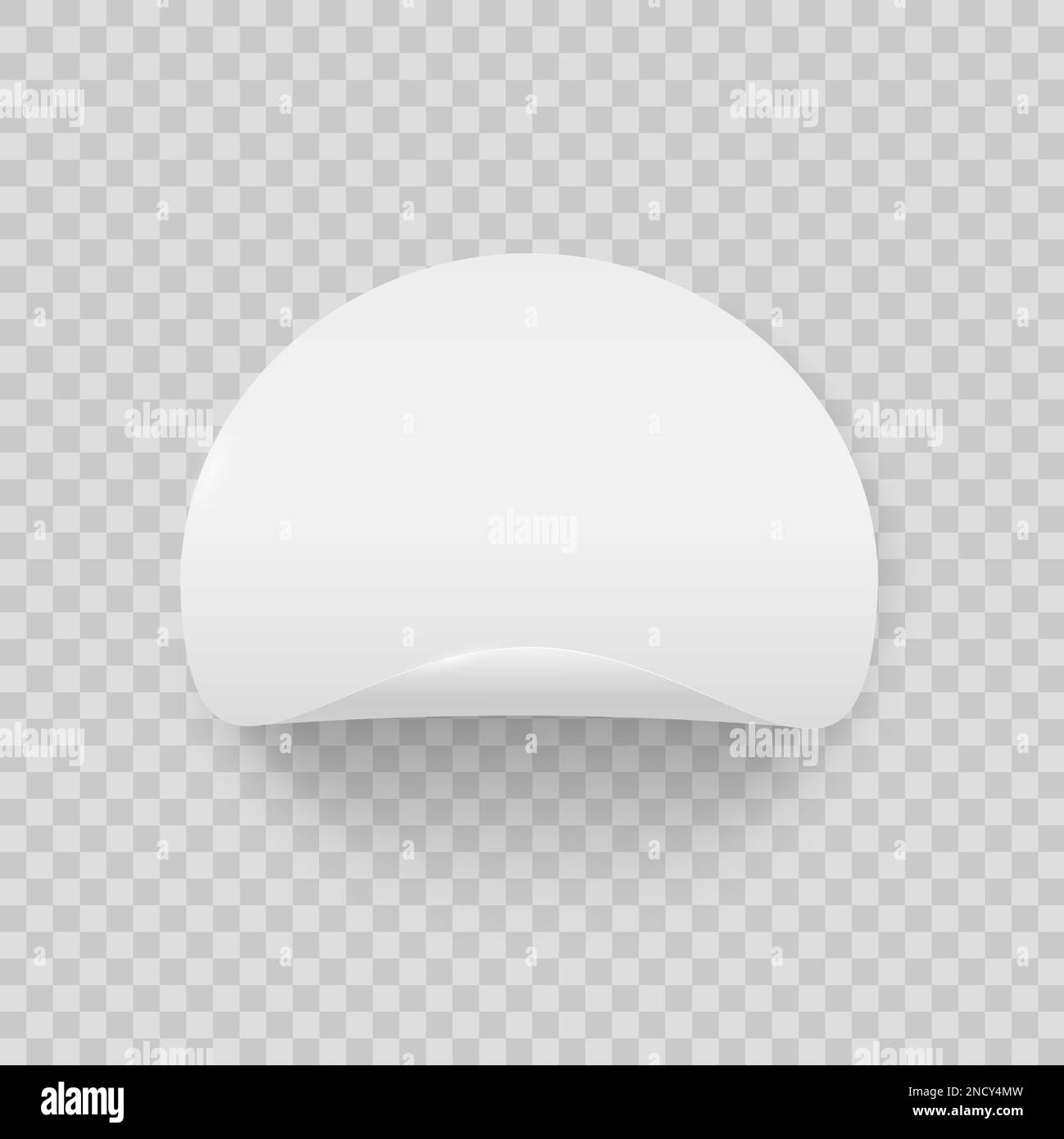 Paper round sticker with a curved bottom corner on a transparent ...