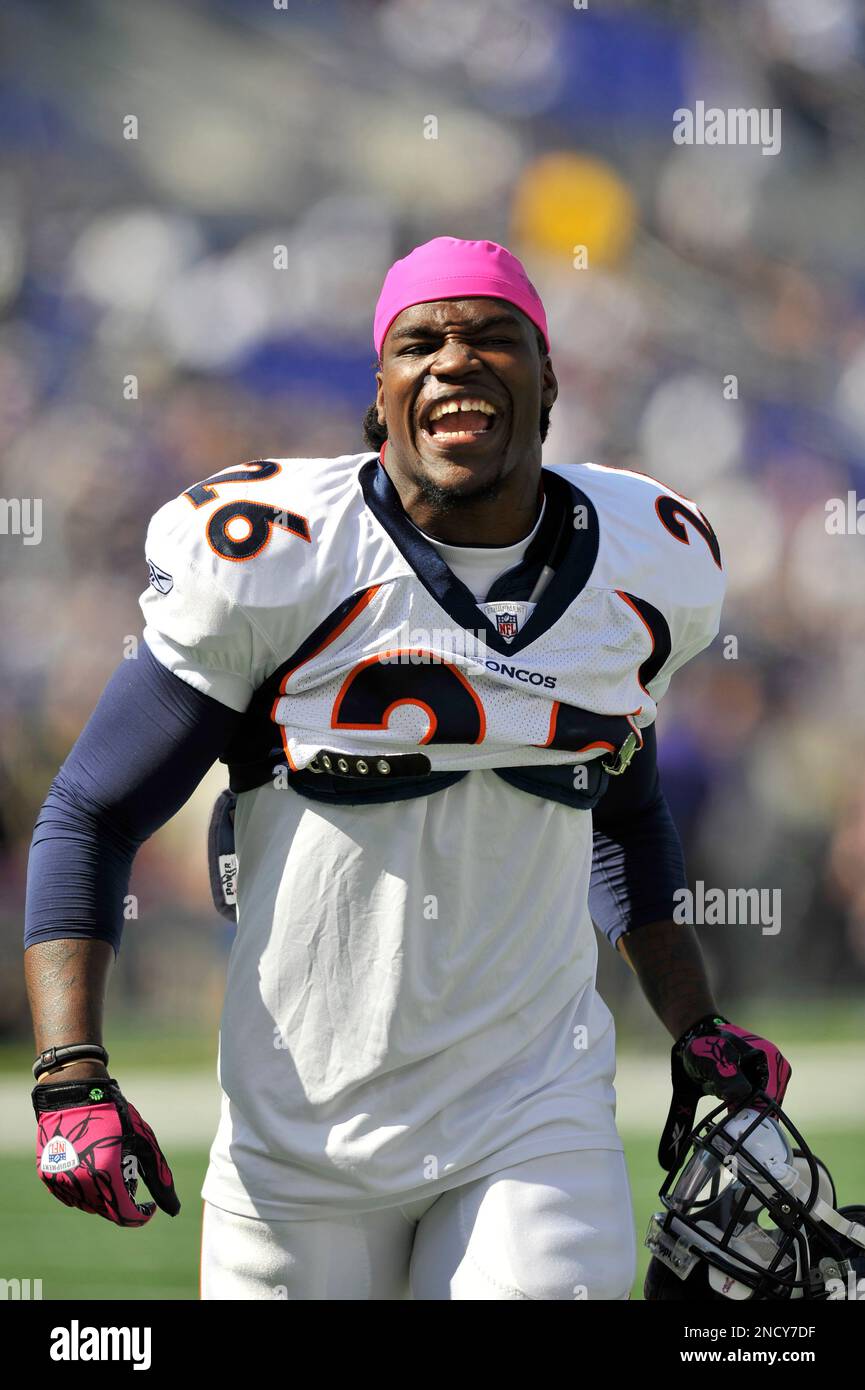 Denver Broncos running back Laurence Maroney before the start of an NFL ...