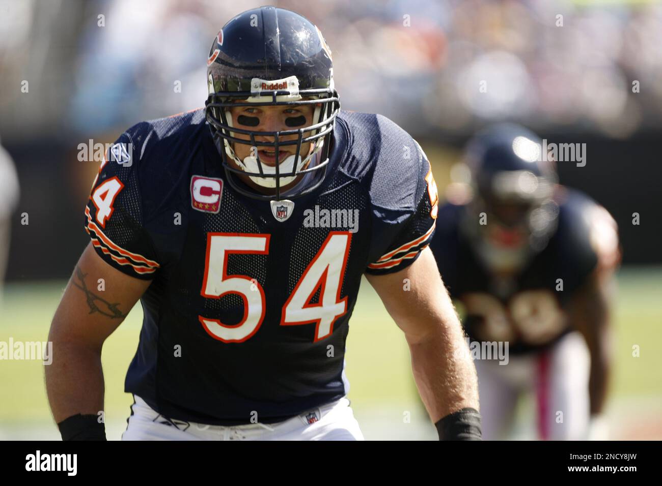 Chicago Bears linebacker Brian Urlacher (54) lines up for a play ...