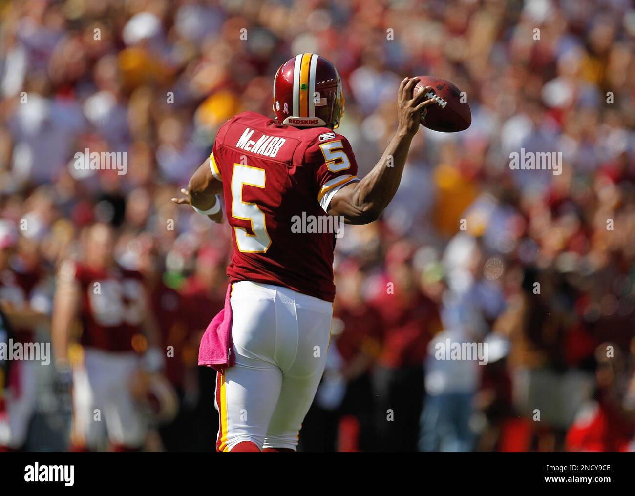 Washington Redskins quarterback Donovan McNabb passes during the first ...