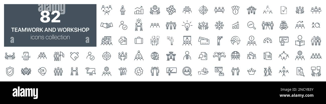 Teamwork and workshop line icons collection. Vector illustration eps10 ...
