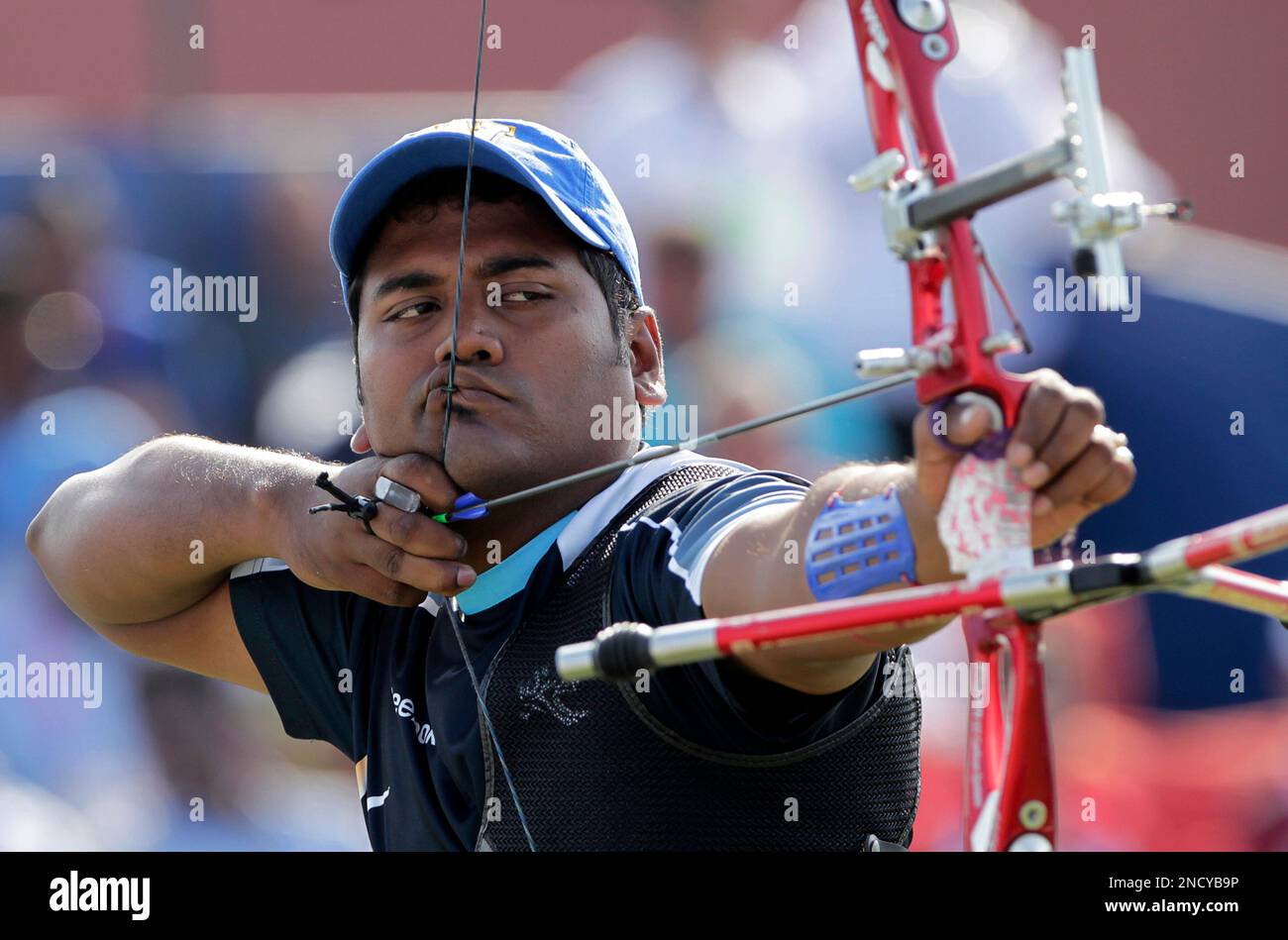 Bronze winner India's Jayanta Talukdar performs during the archery men ...