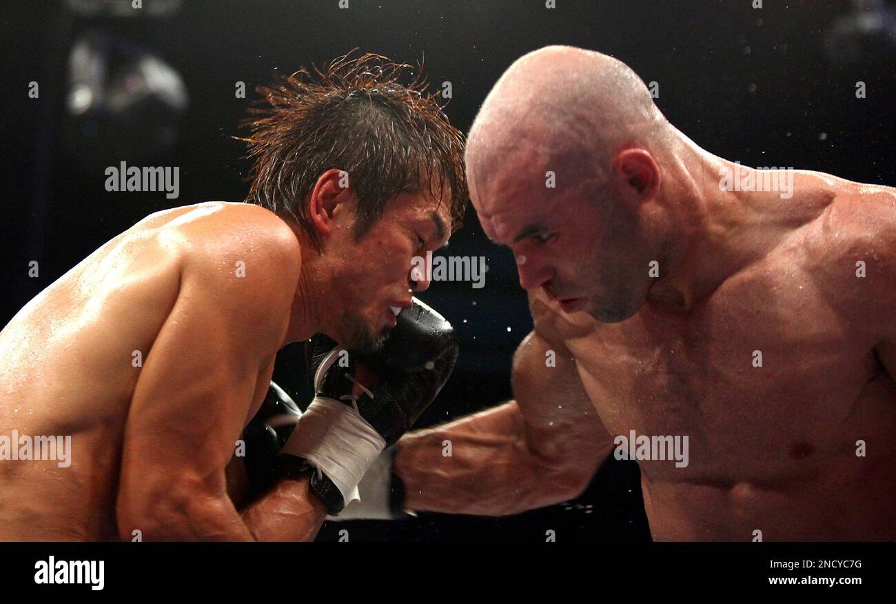 Japan's Nobuhiro Ishida, left, exchanges punches with Mexico's ...