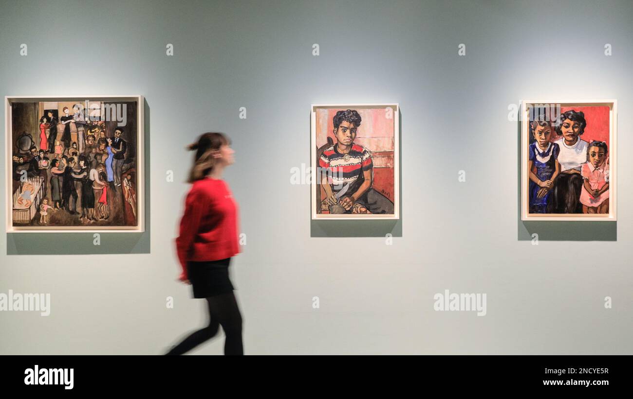 London, UK. 15th Feb, 2023. Staff with Alice Neel, Spanish Party, 1939 ...