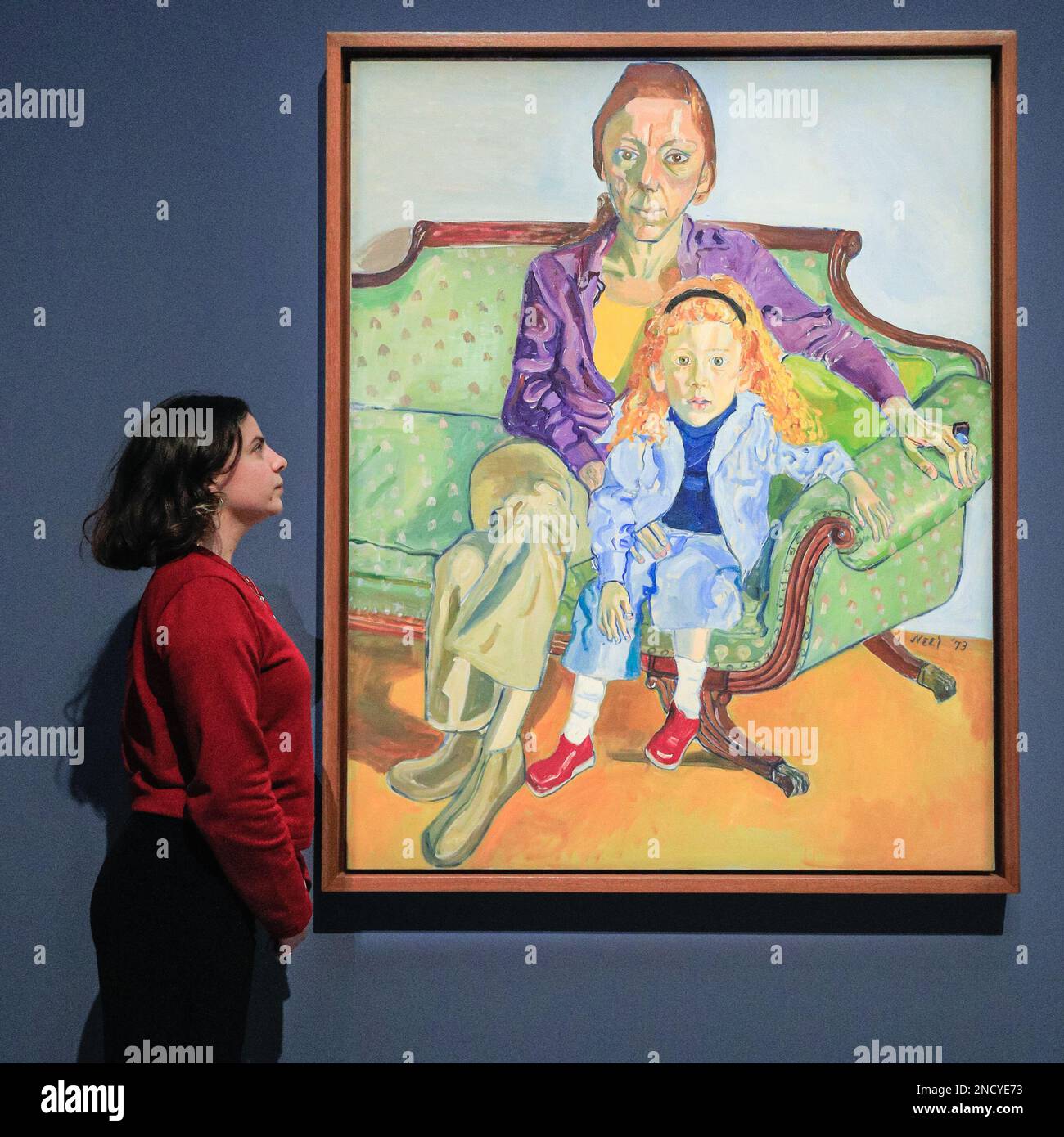 London, UK. 15th Feb, 2023. Staff with Alice Neel, Linda Nochlin and ...