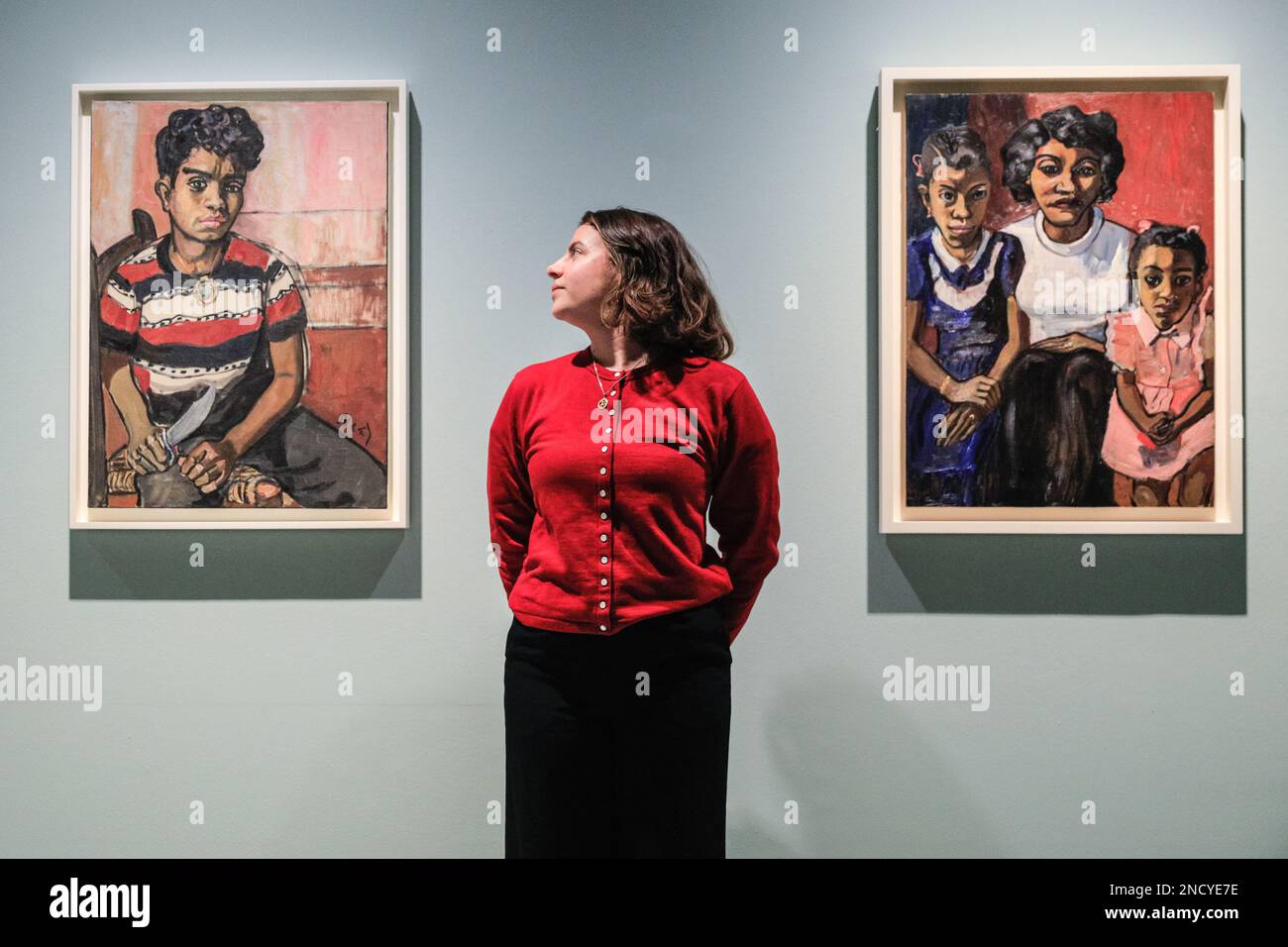 London, UK. 15th Feb, 2023. Staff with Alice Neel, Georgie Arce No.2 ...