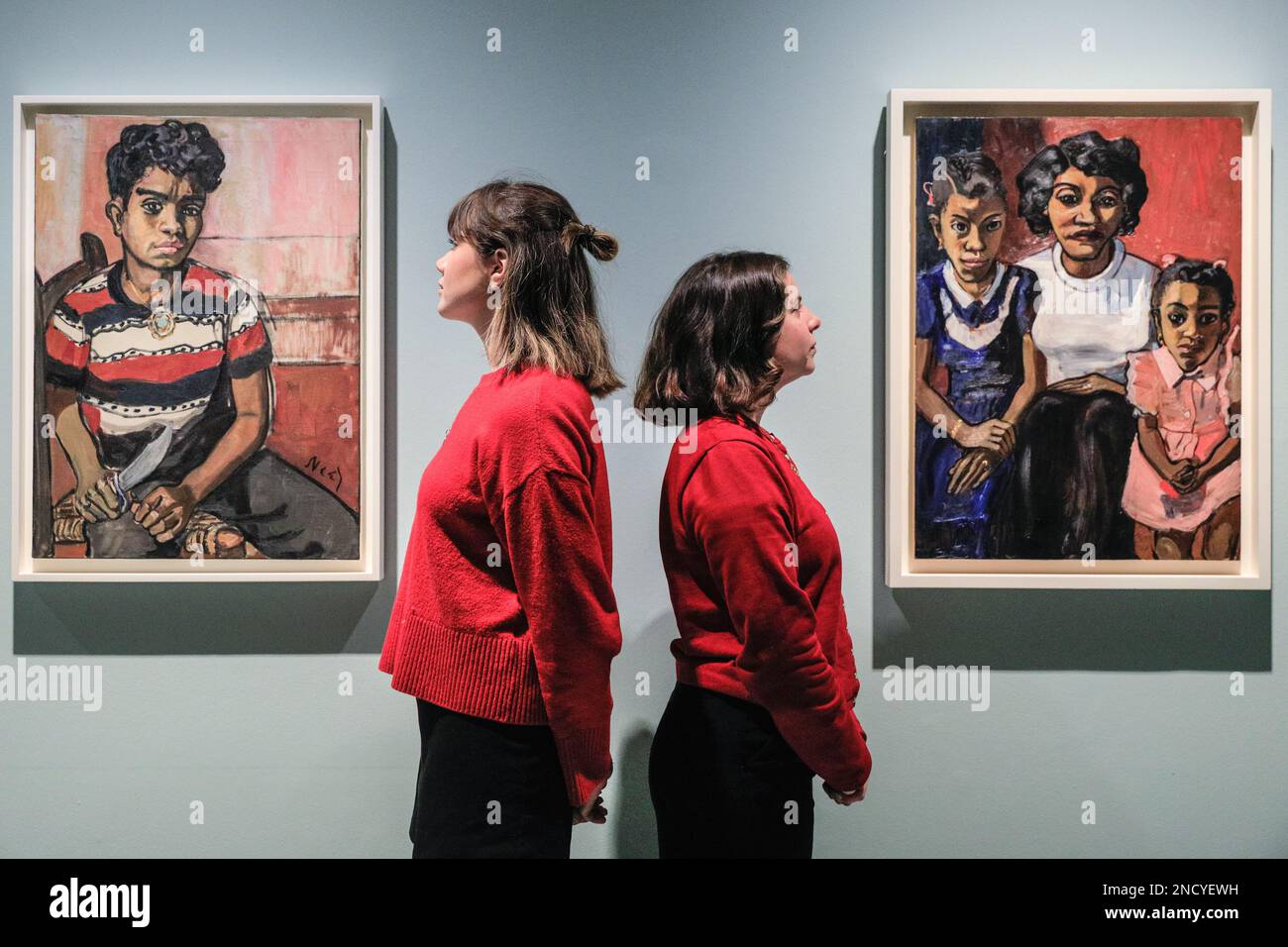 London, UK. 15th Feb, 2023. Staff with Alice Neel, Georgie Arce No.2 ...