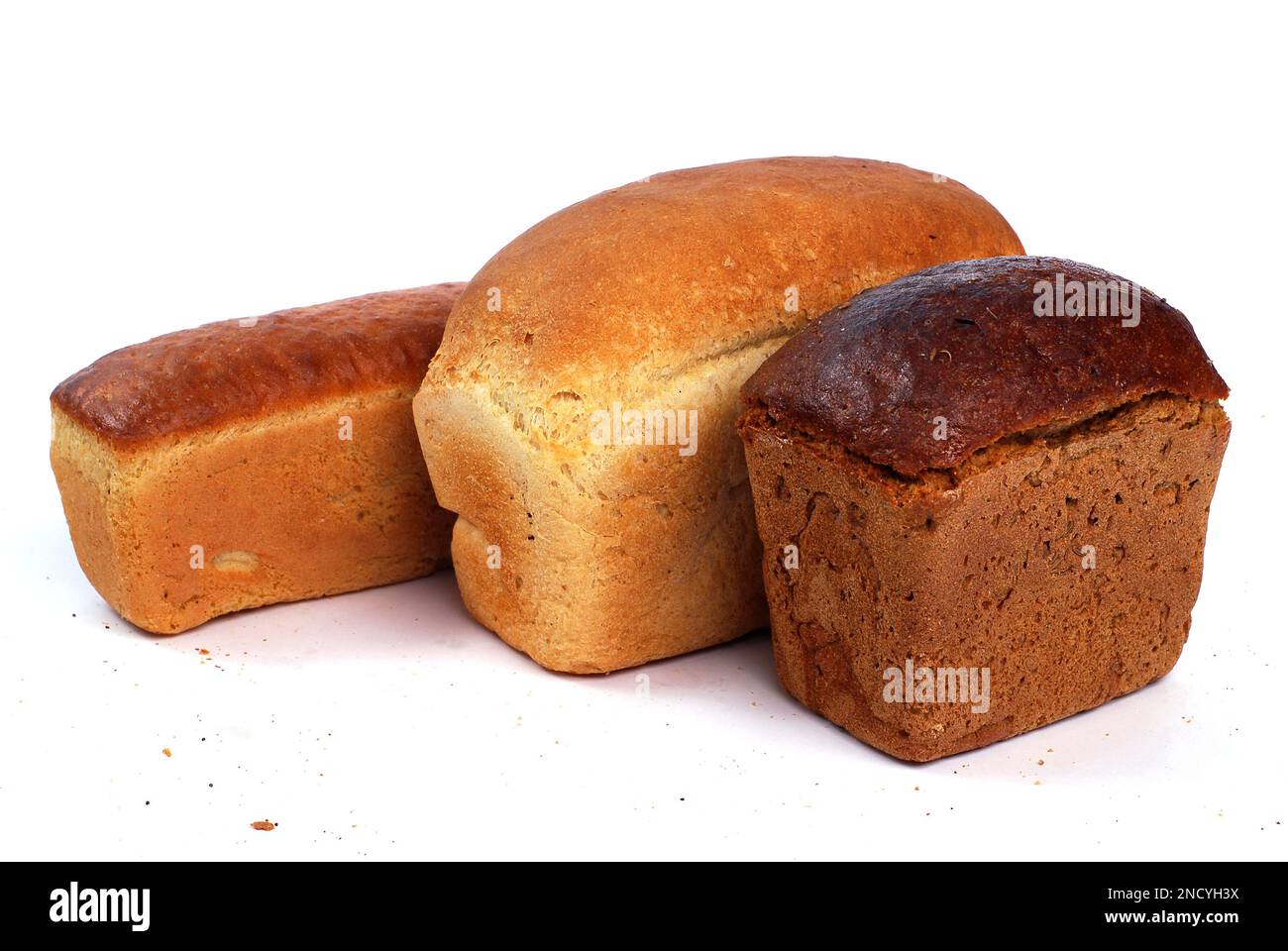assorted breads isolated on a white background Stock Photo - Alamy