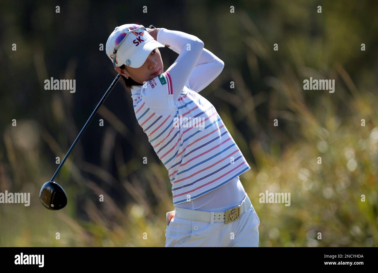 Na Yeon Choi of South Korea, watches her drive from the 10th tee during ...