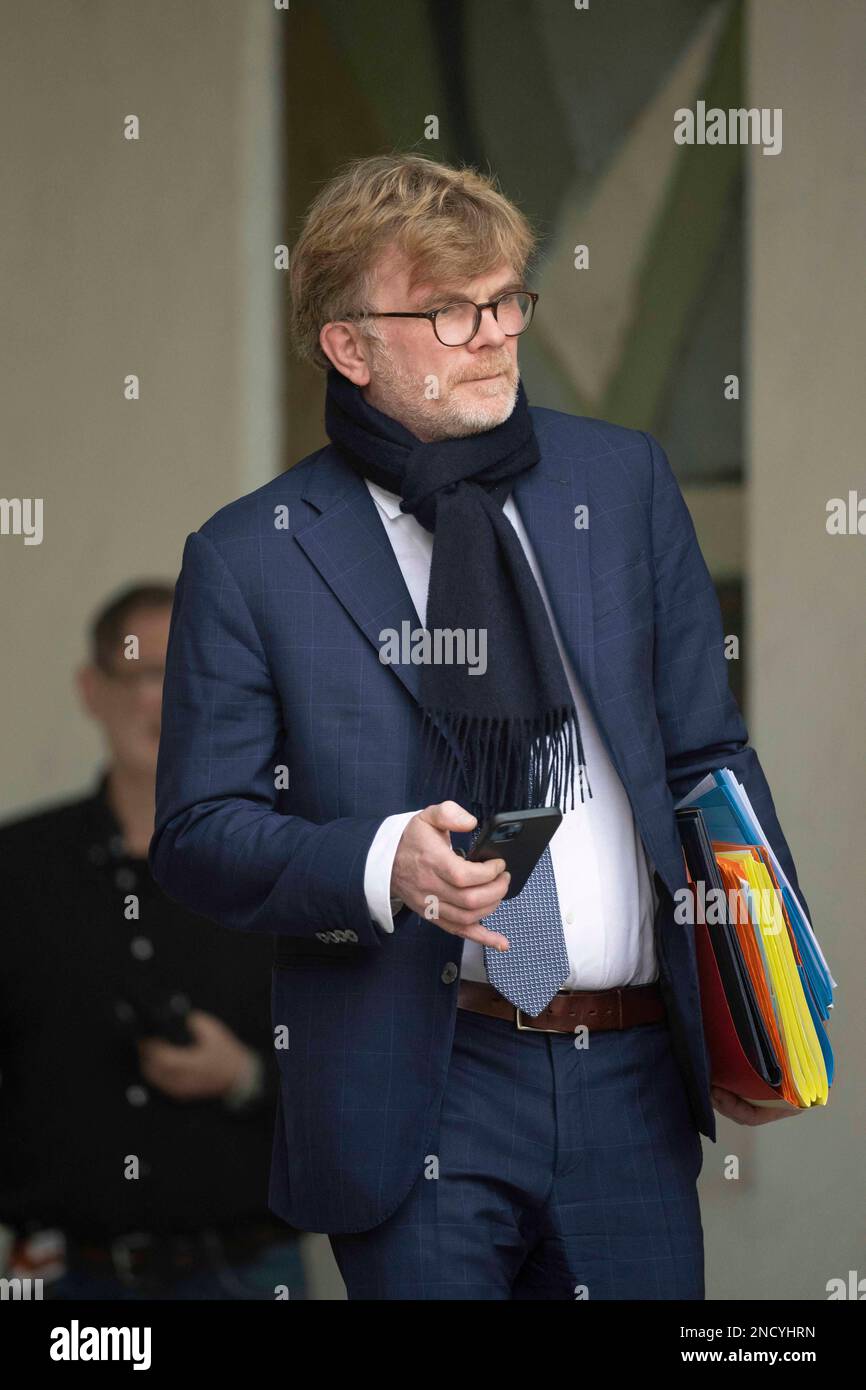 French Minister Marc Fesneau walks after taking part in the weekly ...