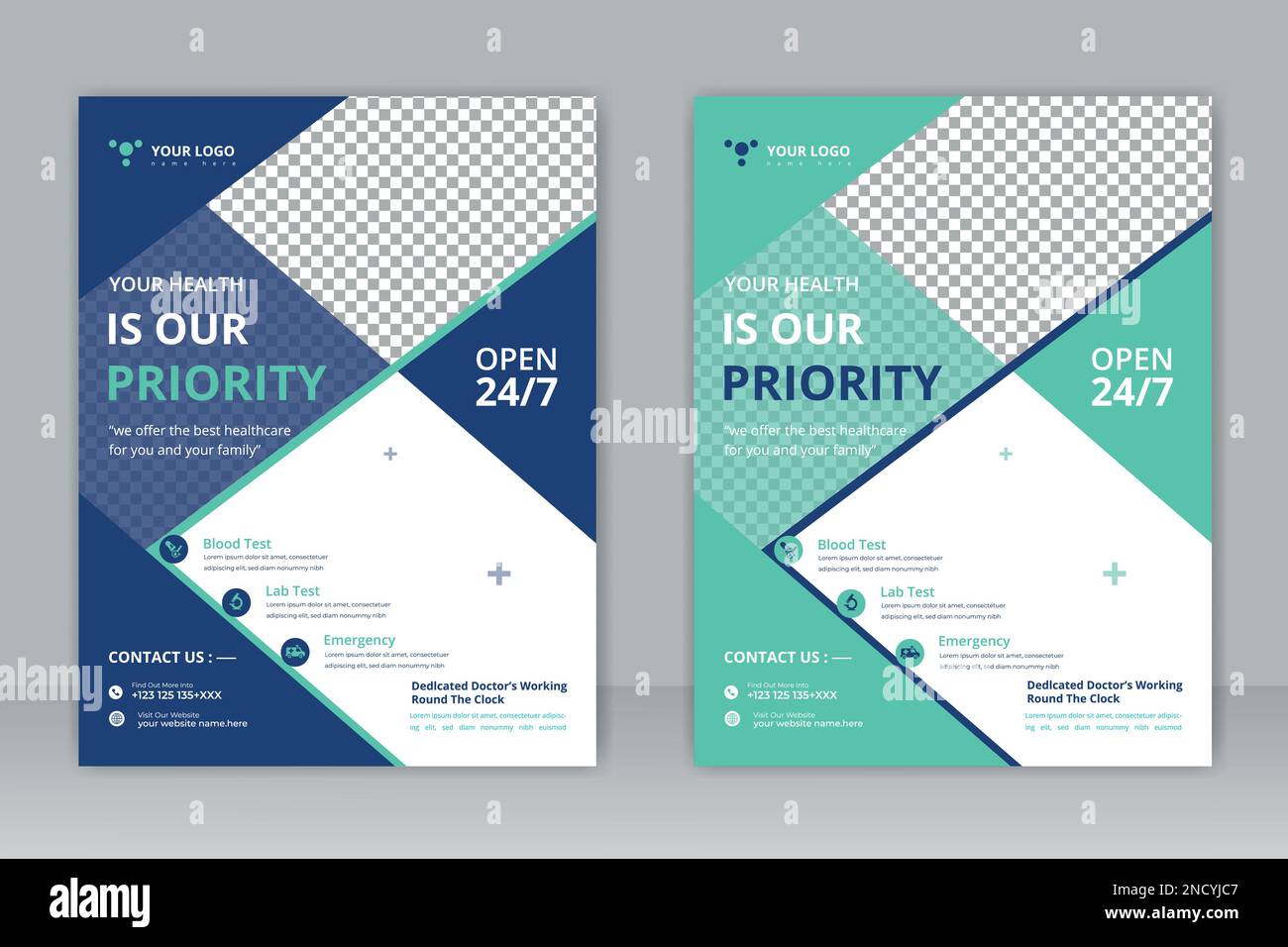 Healthcare cover a4 template design and flat icons for a report and ...