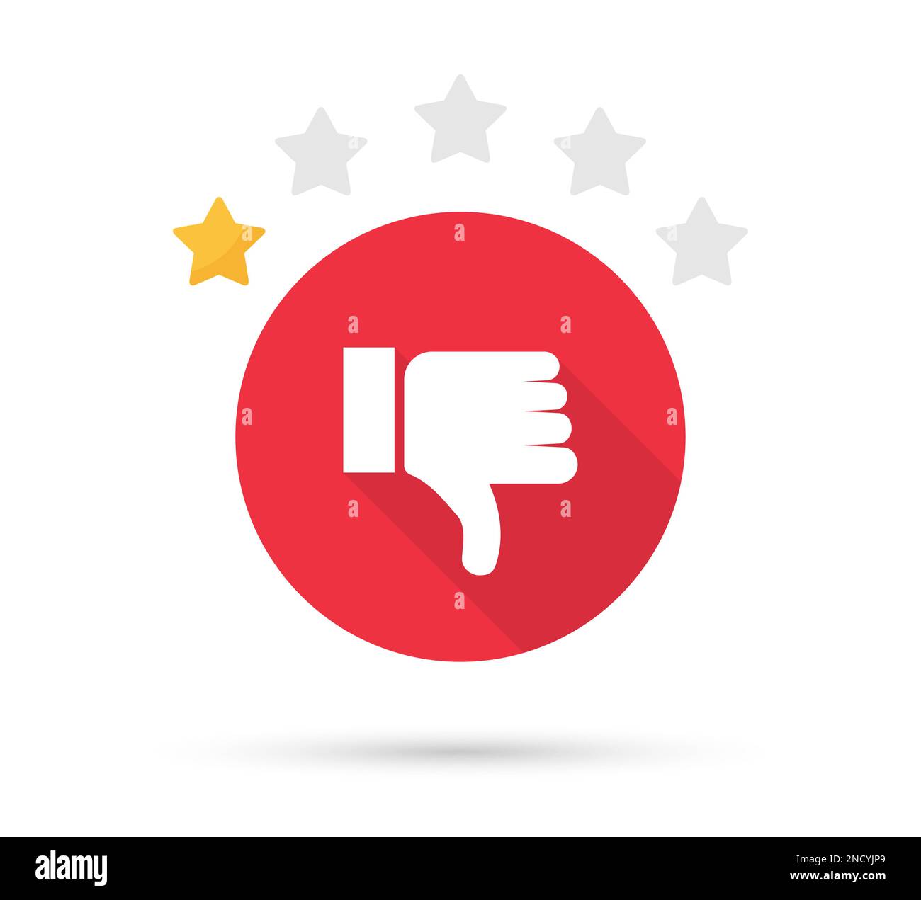 Thumb down icon with shadow. Star rating customer satisfaction Stock ...