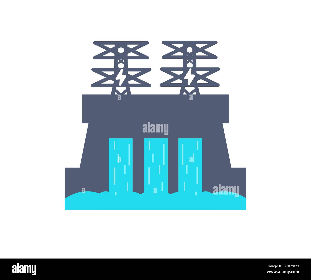 Hydroelectric dam, water discharge through locks logo design. Power ...