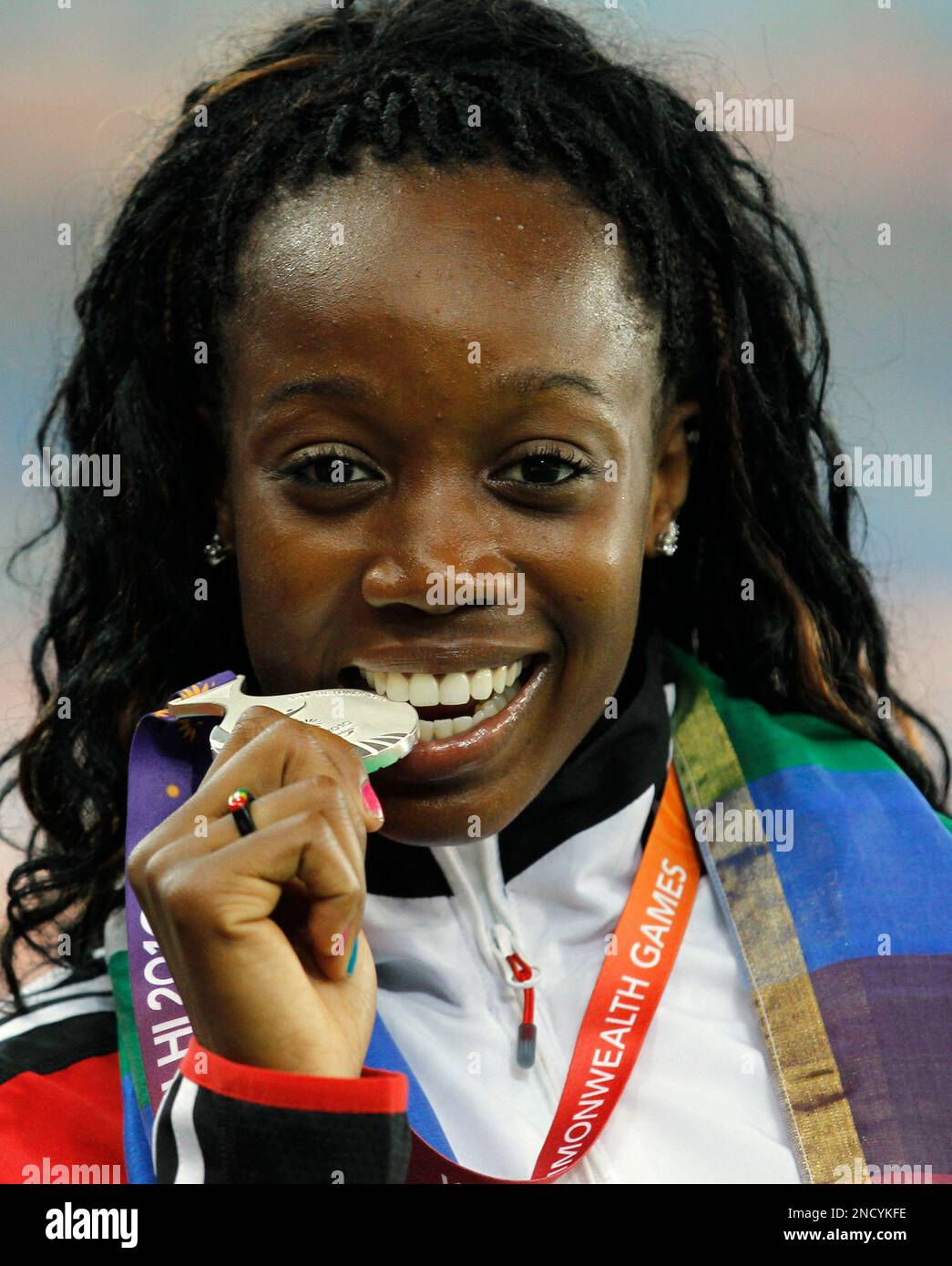 Trinidad's Ayanna Alexander poses with her silver medal for the Women's ...