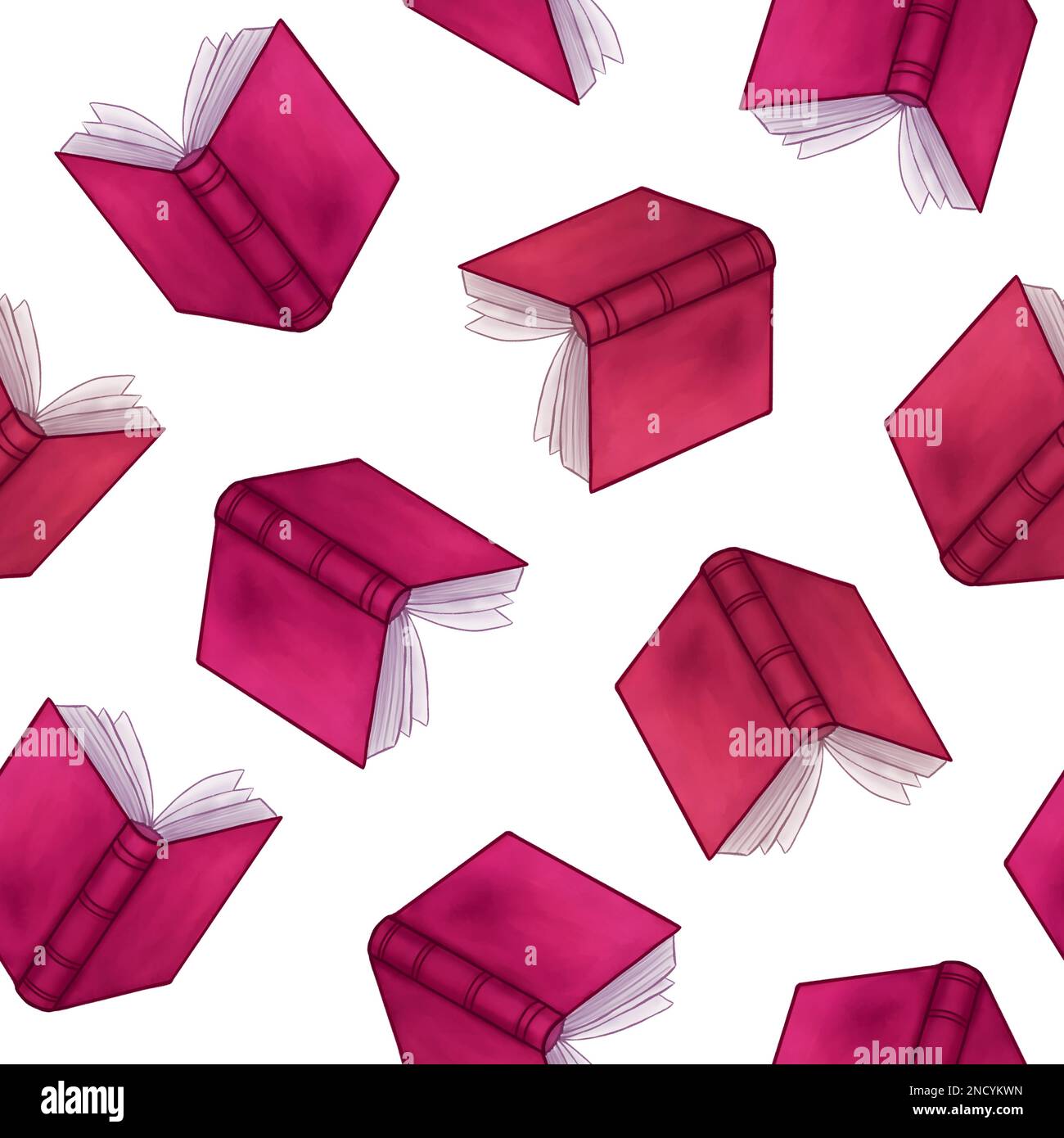 Seamless pattern with books. Cute hand drawn illustration. Background ...