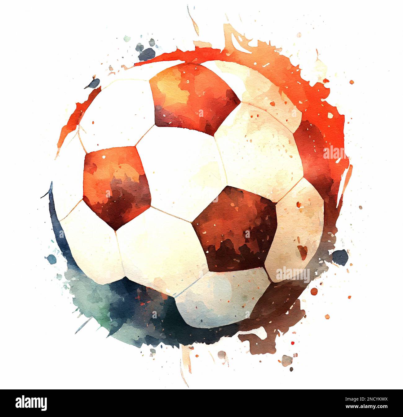 Soccer ball hand drawn watercolor illustration World championship Stock ...