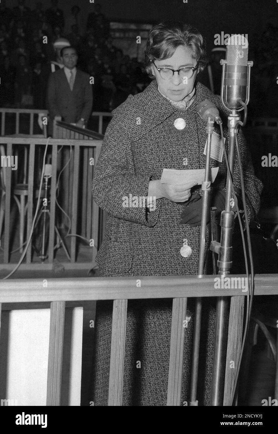 Mrs. Berin Menderes, wife of deposed Turkish Premier Adnan Menderes ...