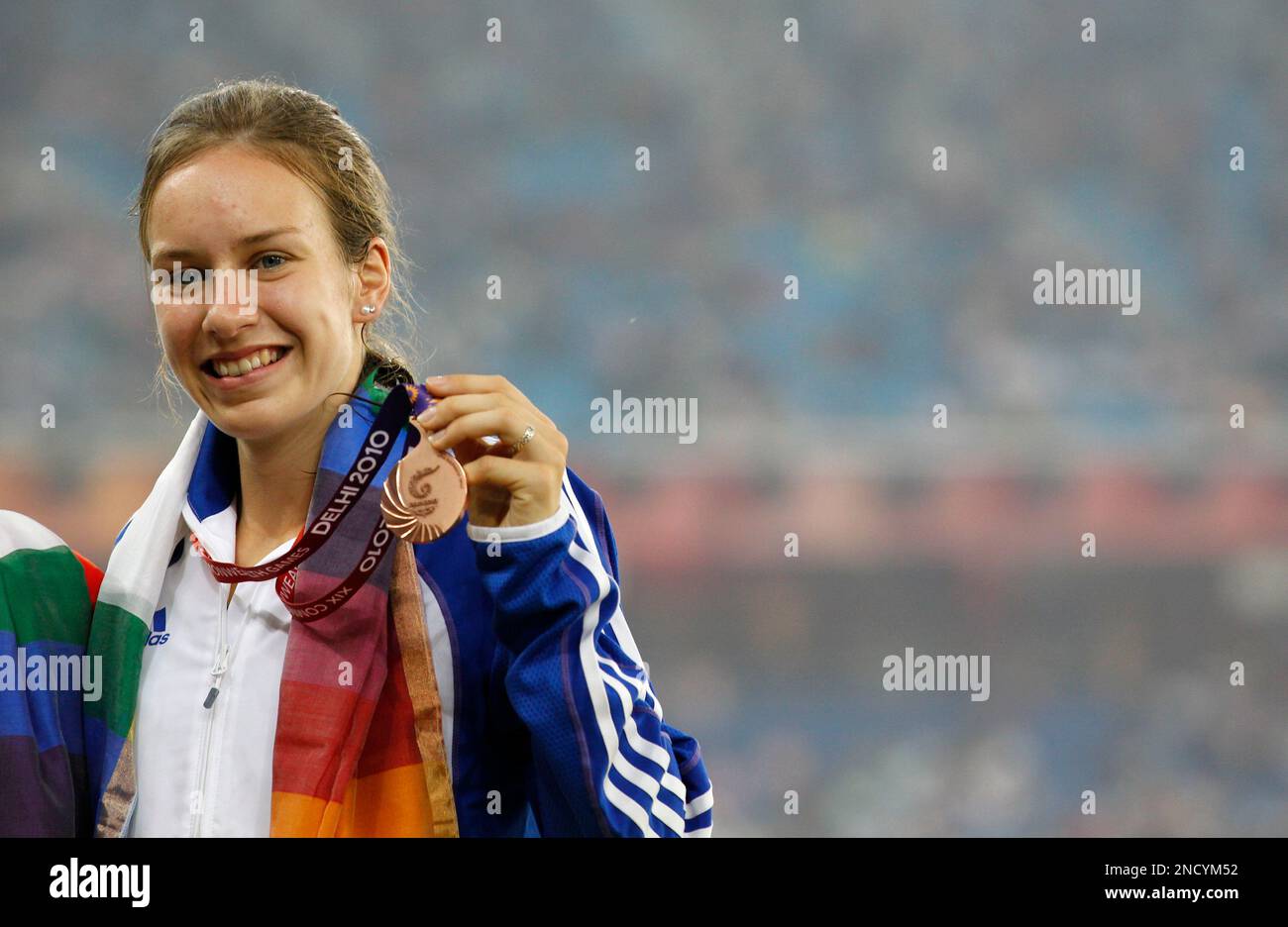 Scotland's Stephanie Twell poses with her bronze medal for the Women's ...