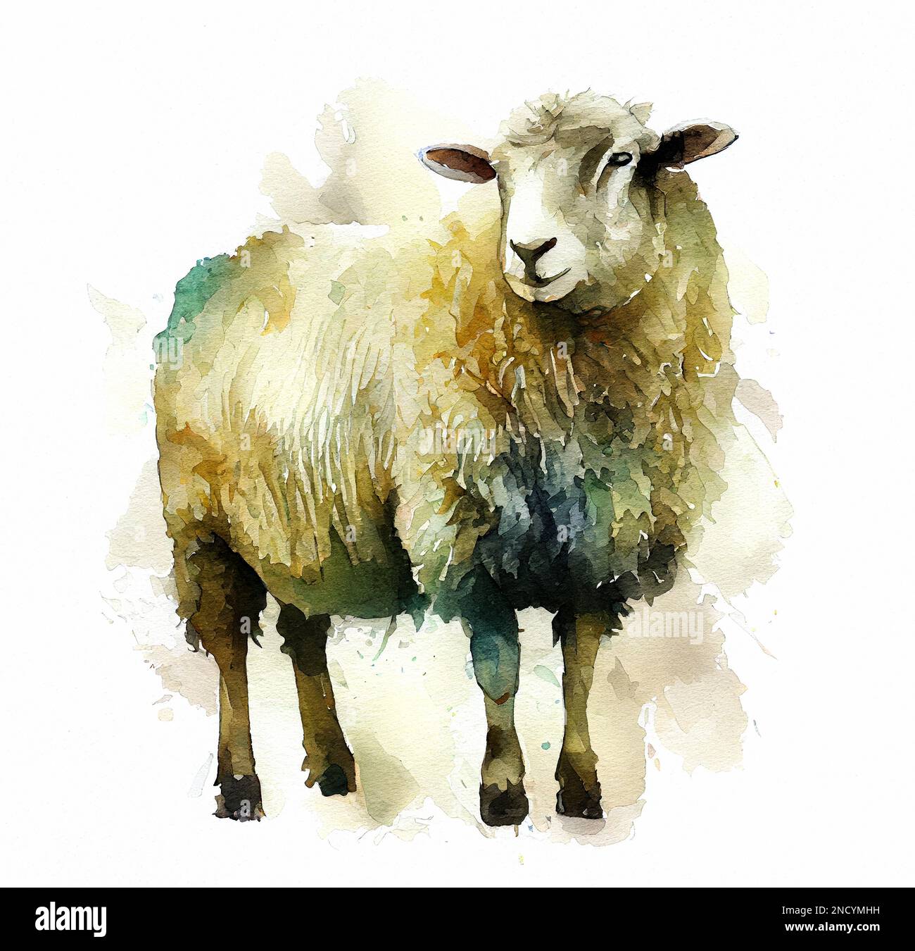 Farm Sheep hand drawn watercolor illustration farming Stock Photo - Alamy