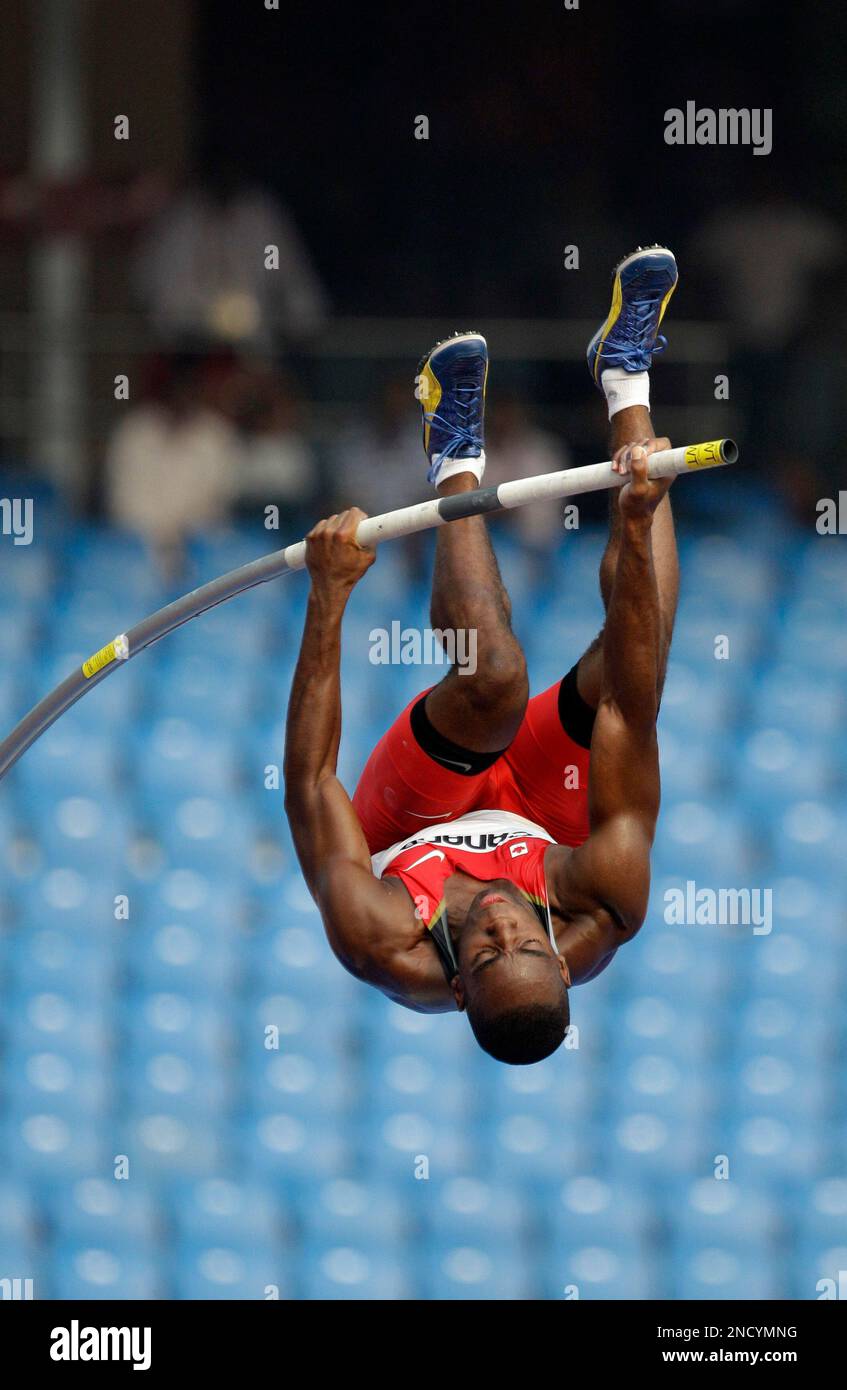 Canada's Jamie Adjetey-Nelson competes in the Decathlon Pole Vault ...