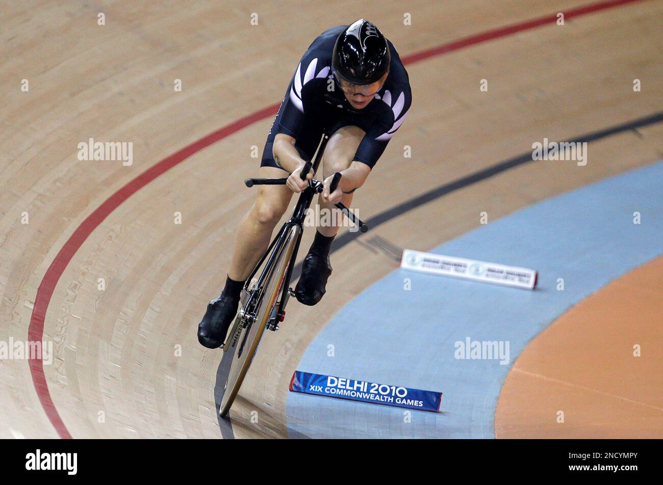 New Zealand's Alison Shanks competes in the final on her way to a gold ...
