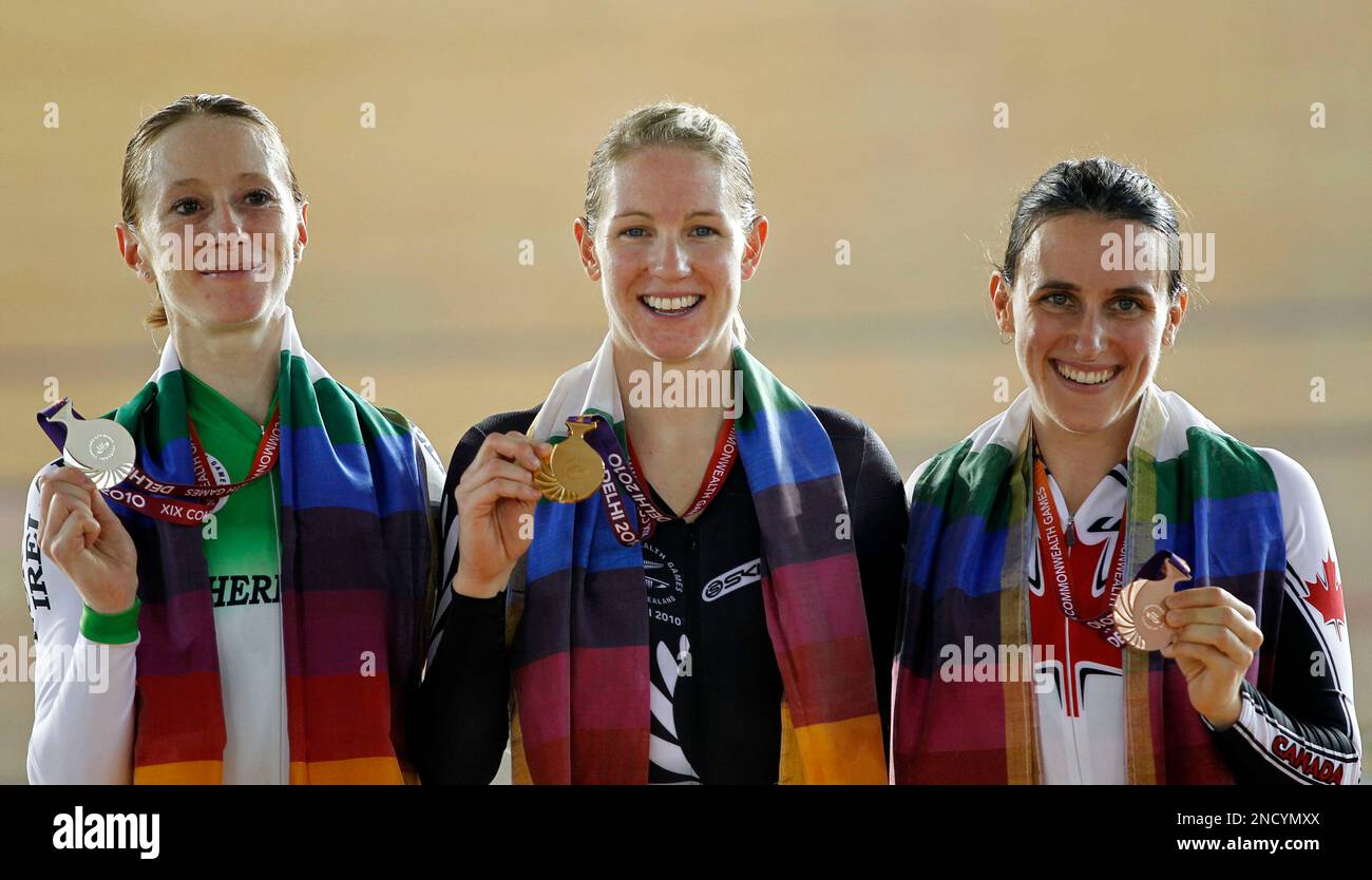 From left to right, Wendy Houvenaghel of Northern Ireland, New Zealand ...