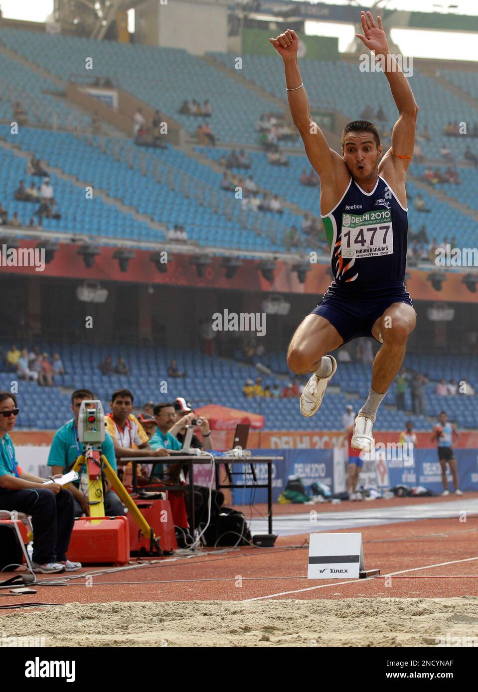 India's Mahan Singh competes in a Men's Long Jump qualification during ...