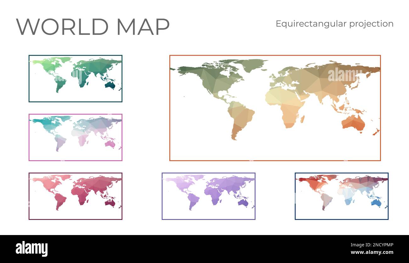 Low Poly World Map Set. Equirectangular (plate carree) projection ... Low Poly World Map Set. Equirectangular (plate carree) projection ...