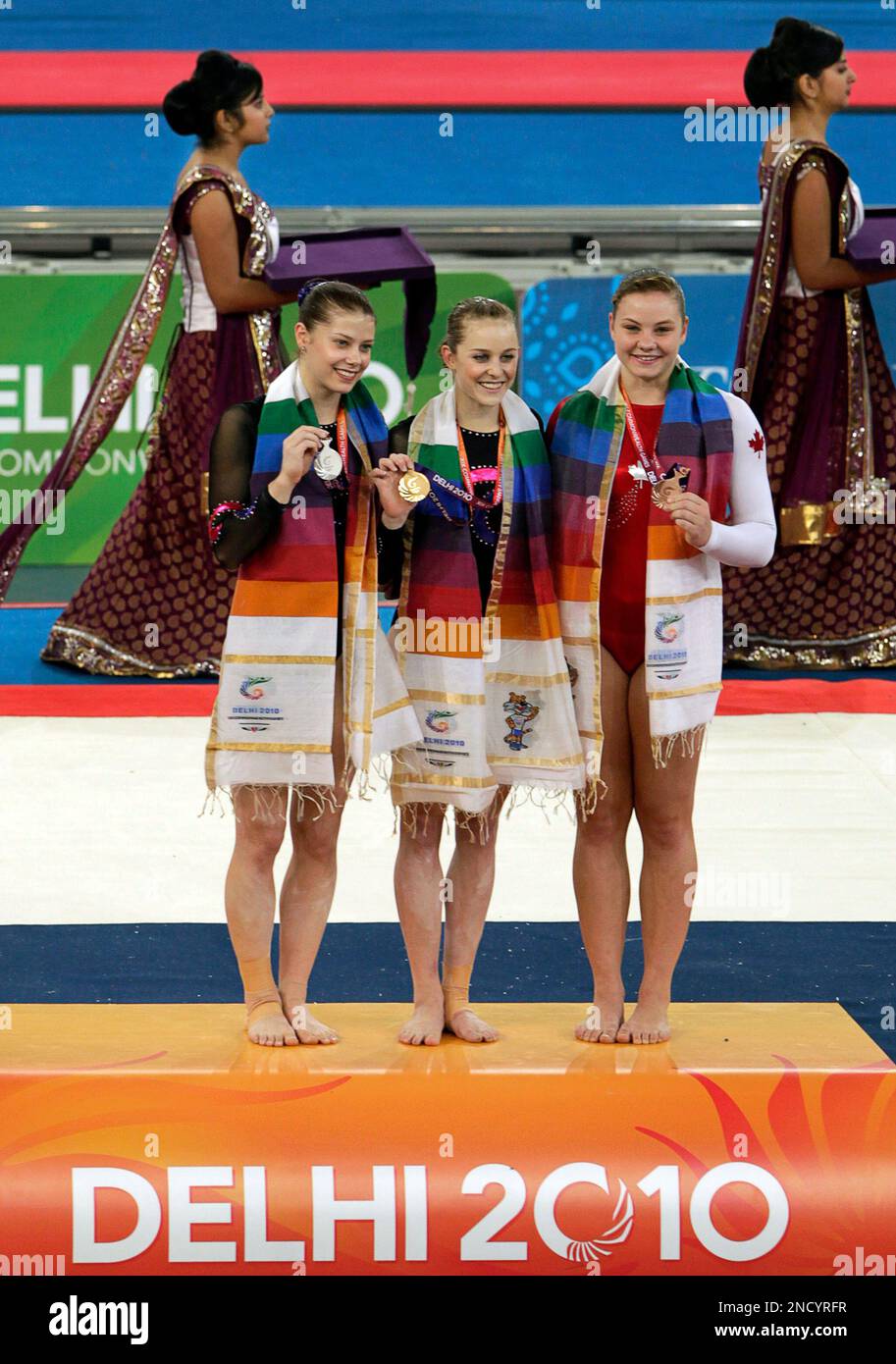 Australia's gold medallist Lauren Mitchell, center, silver winner ...