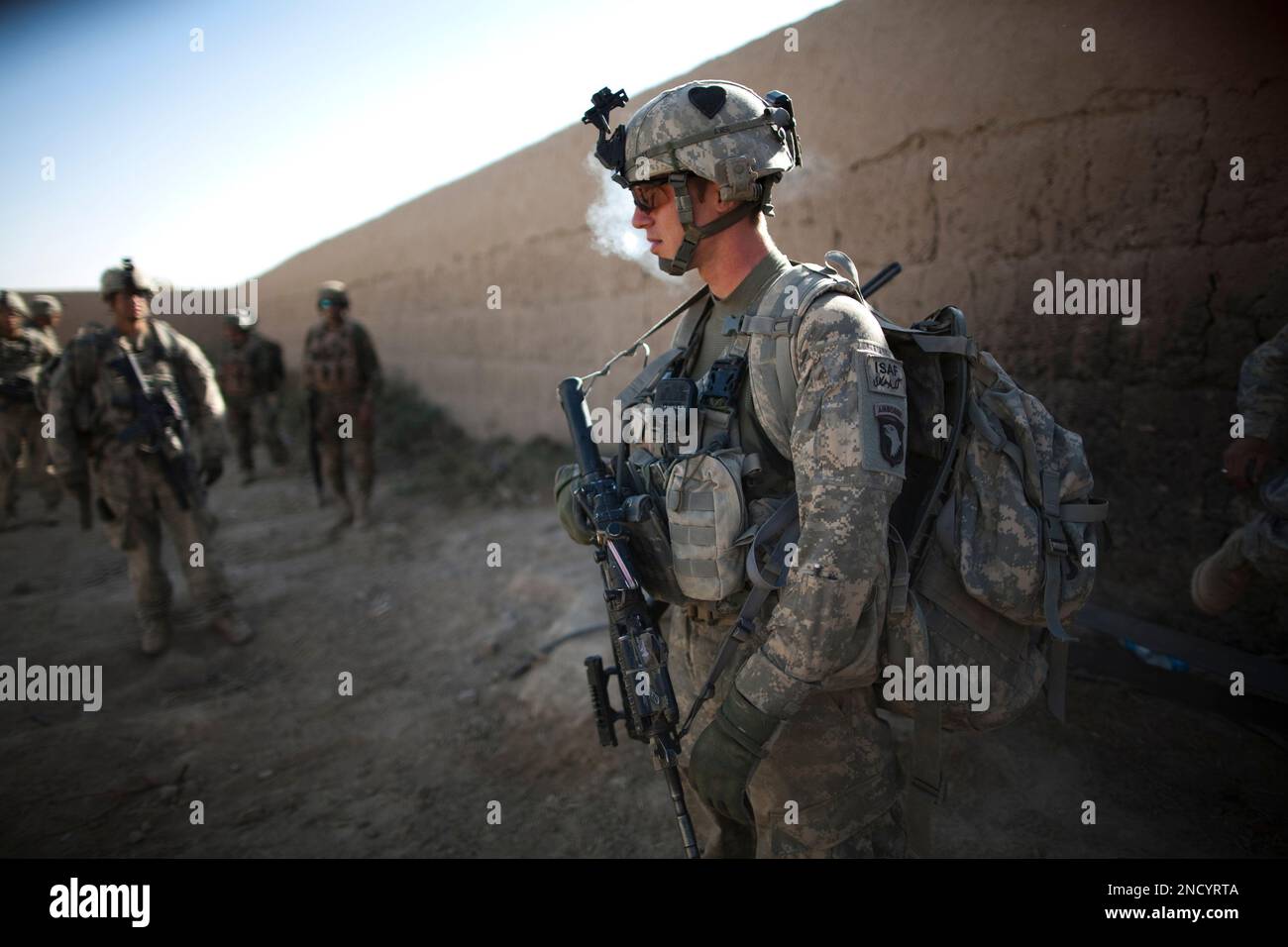 A US soldier from Bravo Company 2-502 Infantry Regiment, 101st Airborne ...