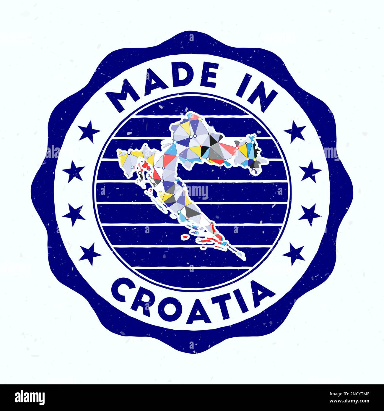 Made In Croatia. Country round stamp. Seal of Croatia with border shape ...
