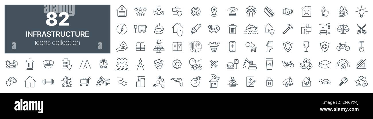Infrastructure and environment line icons collection. Vector ...