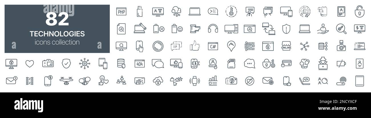 Technologies line icons collection. Vector illustration eps10 Stock ...