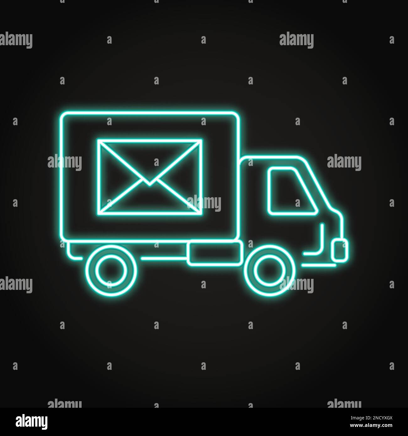 Post delivery truck neon icon in line style. Mail van symbol. Vector ...