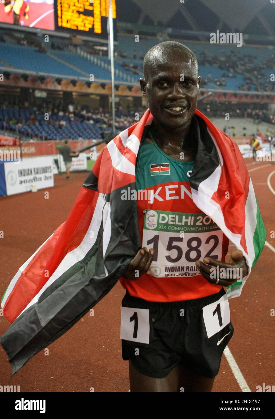 Kenya's Mark Kiptoo celebrates after winning bronze in the Men's 5000m ...