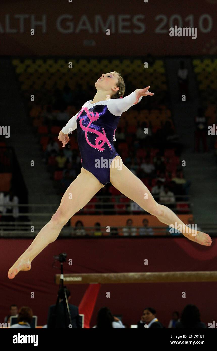 Australian gold winner Lauren Mitchell performs floor exercises in the ...