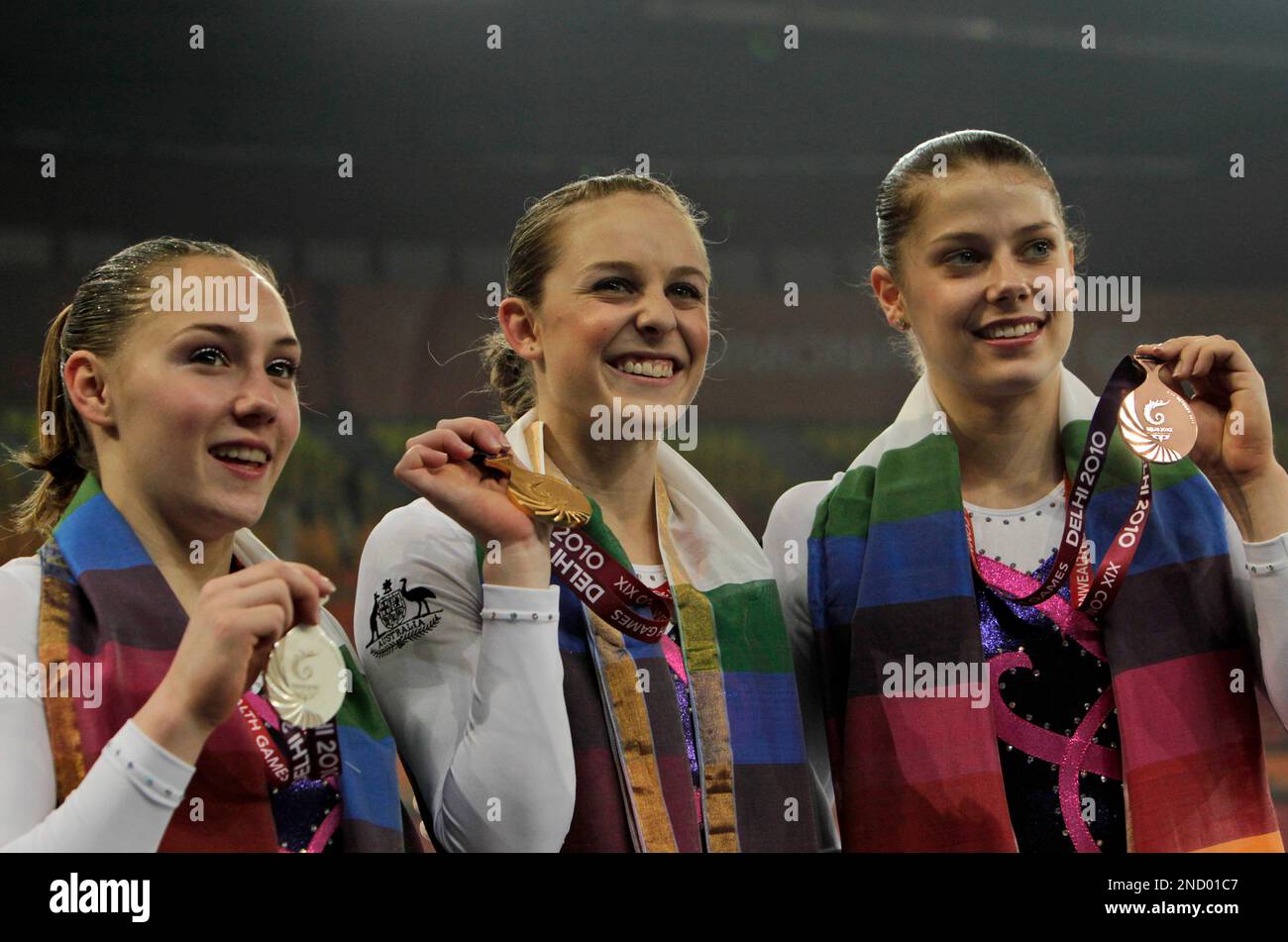 Australian medal winners in the women's individual all-round, from left ...