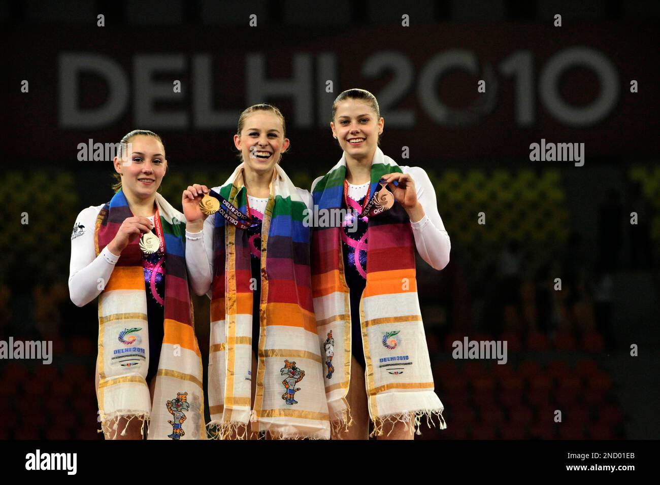 Australian medal winners in the women's individual all-round, from left ...