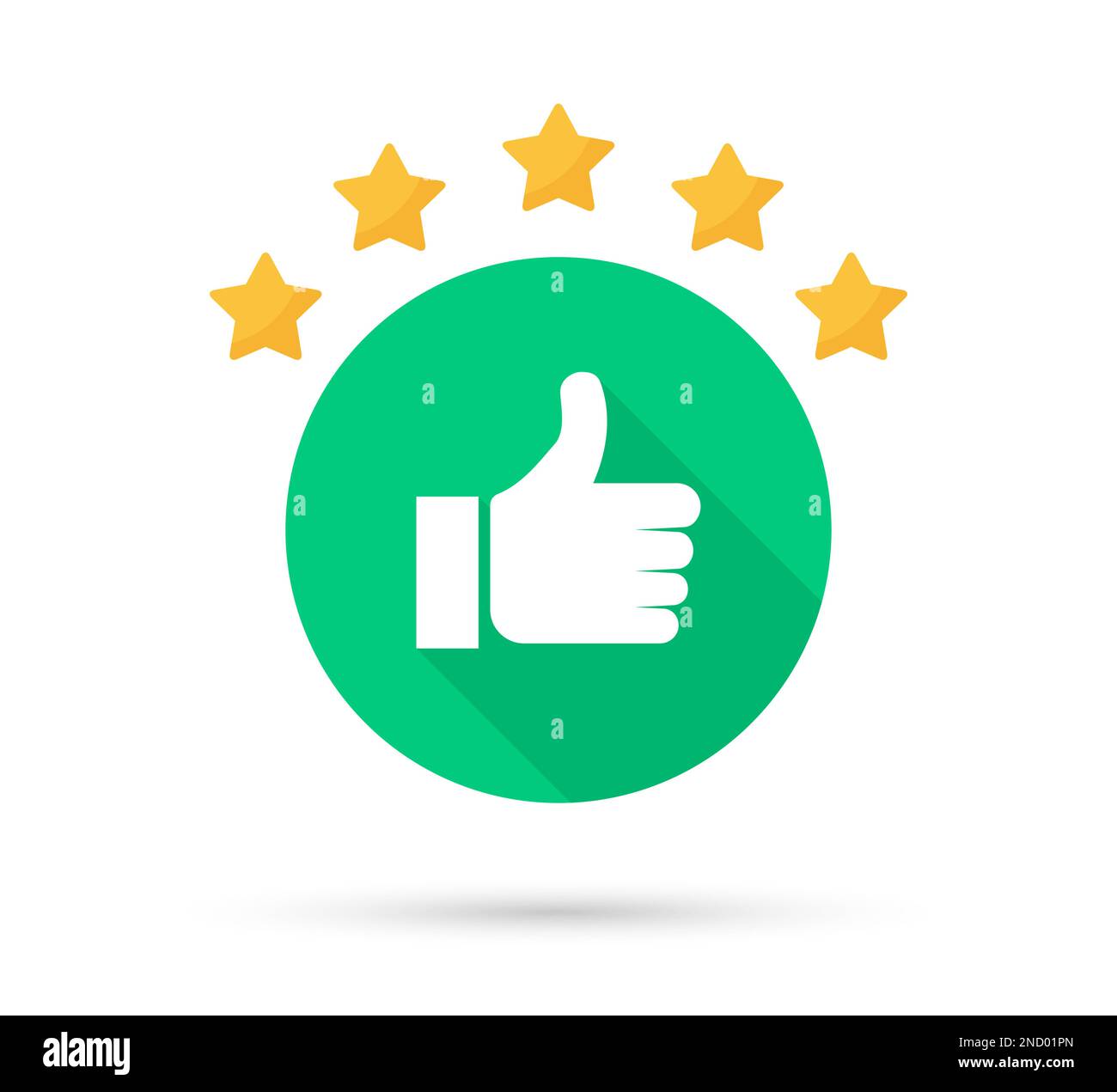 Thumb up icon with shadow. Star rating customer satisfaction Stock ...