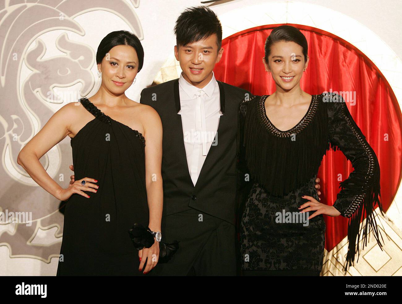 Chinese actress Carina Lau, left, Chinese actor Chao Deng, center, and ...