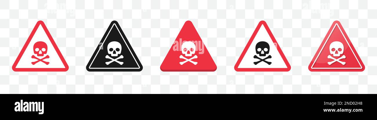 Danger sign with skull and crossbones icons collection. Set of ...