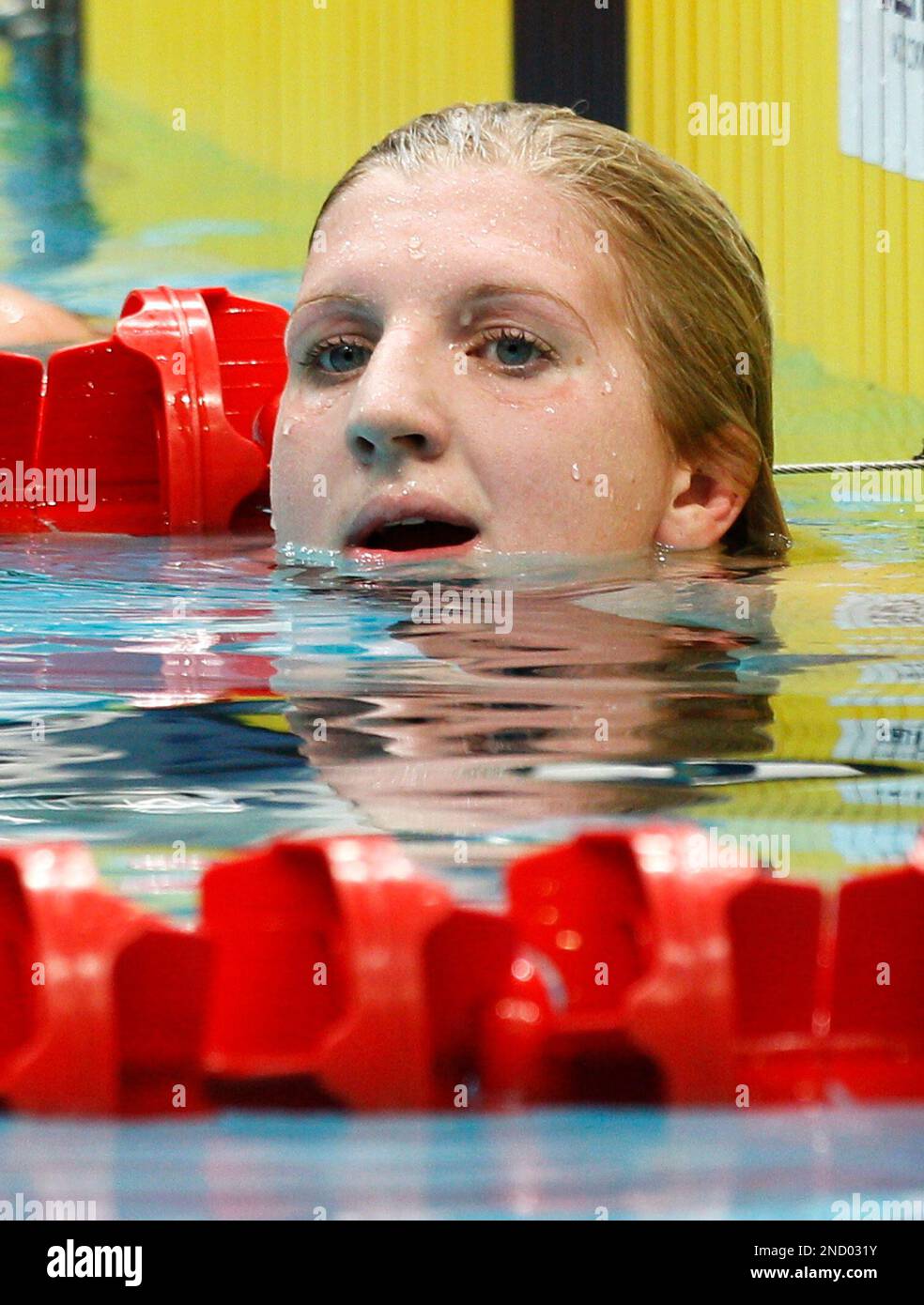 England's Rebecca Adlington looks on after competing in a Women's 800m ...