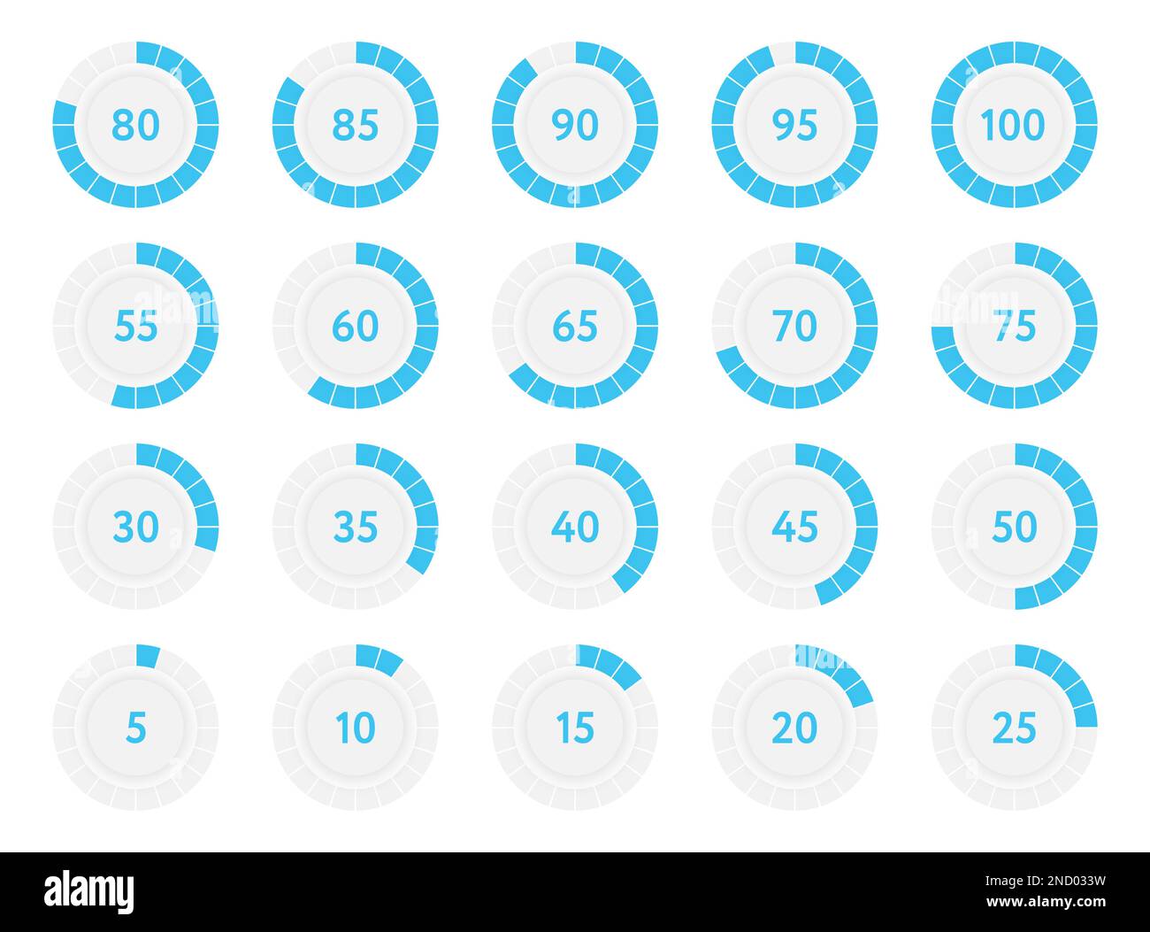 Percentage infographic progress diagrams circles. Blue percent pie ...