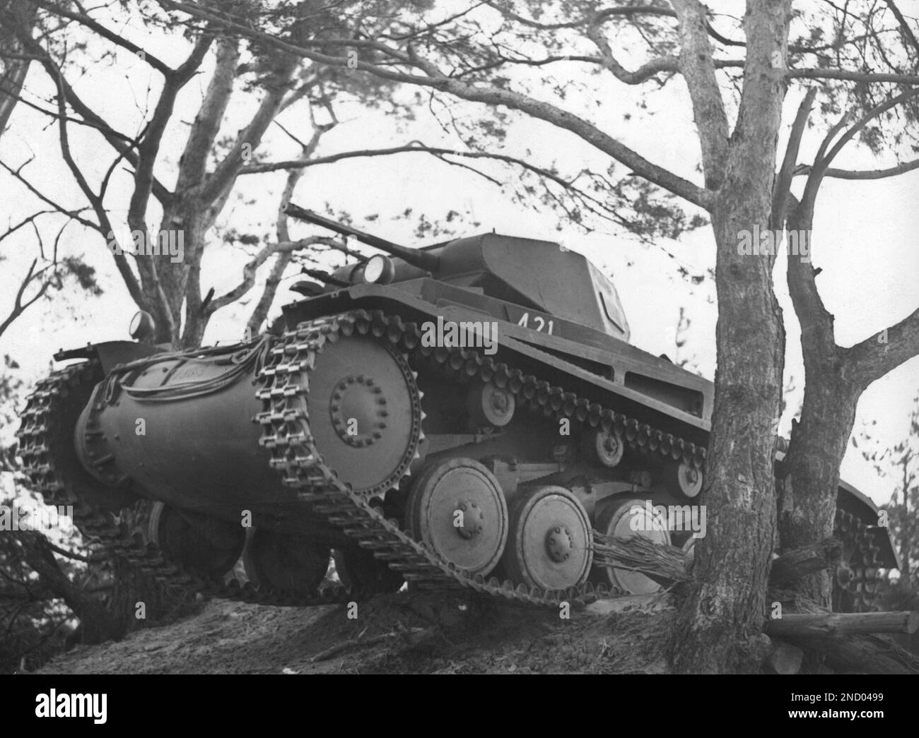 Heavy German tank which was milling through the Wuensdorf Forest and ...
