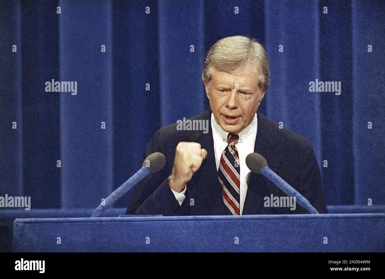 President Jimmy Carter speaking at the Democratic Convention August 14 ...