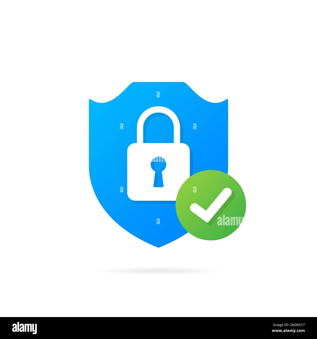 Closed protection system. Blue shield with closed lock and checkmark ...