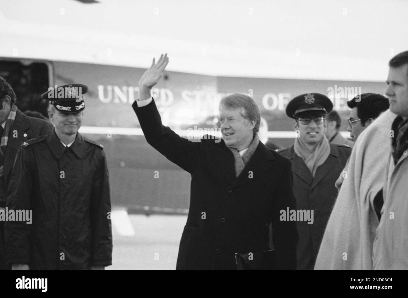 President Jimmy Carter waves prior to boarding Air Force One at Andrews ...