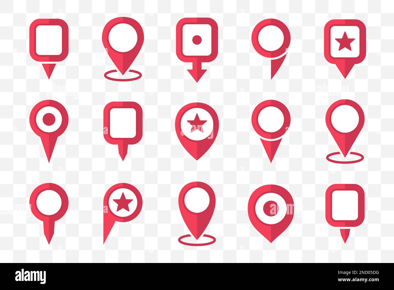Set of red location pin pointer icon in a flat design Stock Vector ...