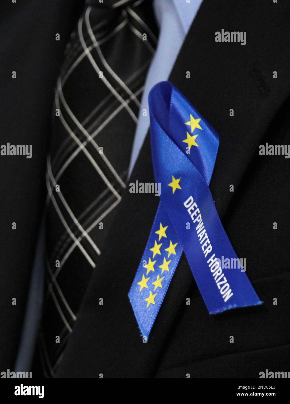 A memorial ribbon for the 11 lost souls from the Deepwater Horizon rig ...