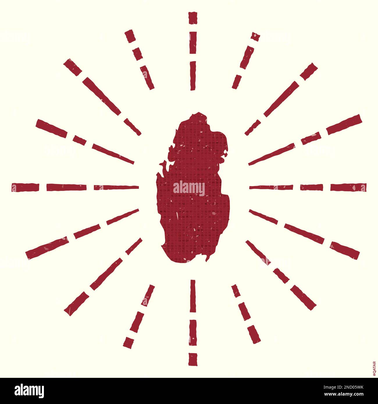 Qatar Logo. Grunge sunburst poster with map of the country. Shape of ...